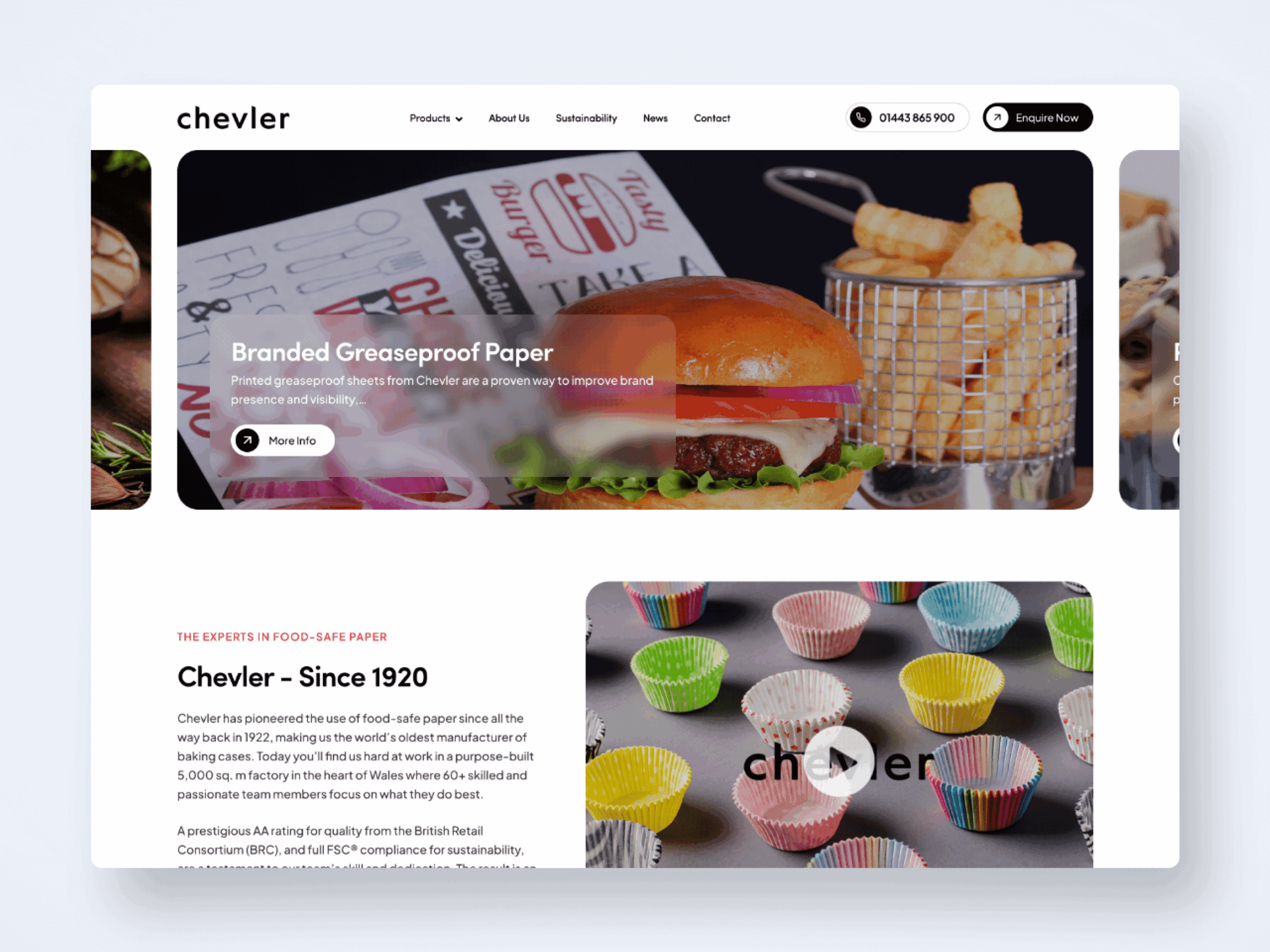 Chevler | Web Design Portfolio for Food Packaging Company